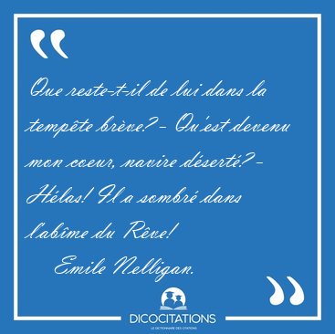 Que reste-t-il de lui dans la tempête brève? - Qu'est devenu mon ...
